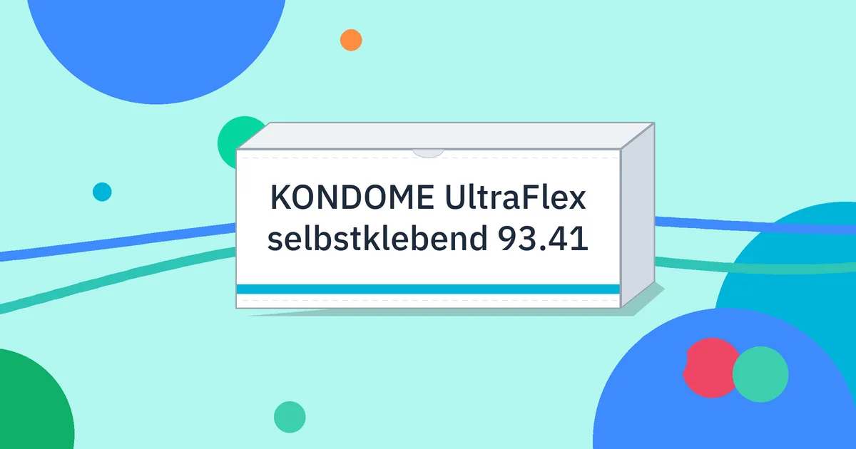 Symbolbild: Packung mit der Aufschrift KONDOME UltraFlex selbstklebend 93.41 (PZN 07234735) – Verfügbarkeit und Bezug in Apotheken in Frankfurt am Main