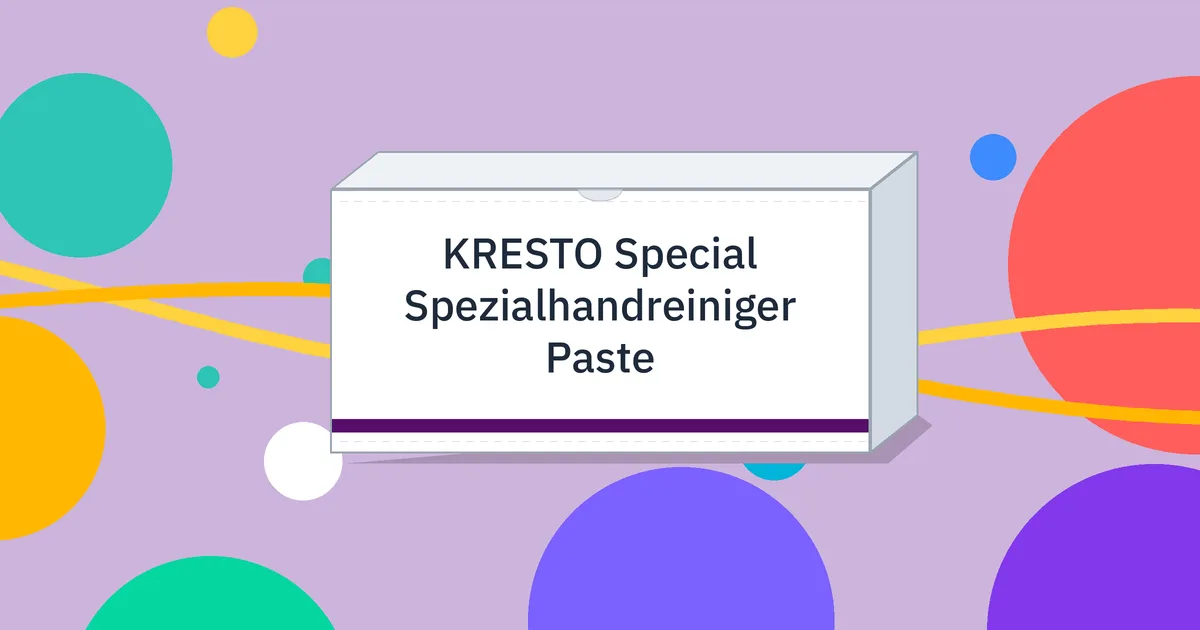 Symbolbild: Packung mit der Aufschrift KRESTO Special Spezialhandreiniger Paste (PZN 16749036) – Verfügbarkeit und Bezug in Apotheken in Frankfurt am Main