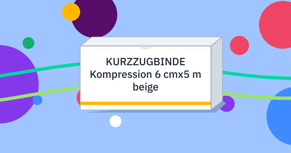 Symbolbild: Packung mit der Aufschrift KURZZUGBINDE Kompression 6 cmx5 m beige (PZN 17559438) – Verfügbarkeit und Bezug in Apotheken in Frankfurt am Main