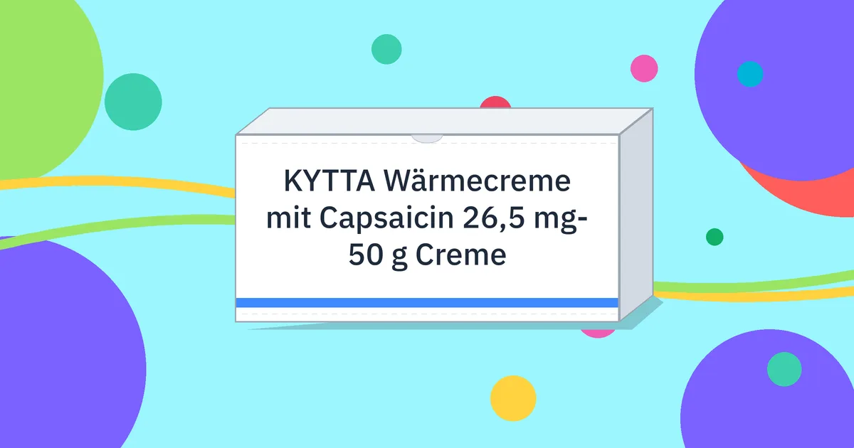 Symbolbild: Packung mit der Aufschrift KYTTA Wärmecreme mit Capsaicin 26,5 mg-50 g Creme (PZN 18776505) – Verfügbarkeit und Bezug in Apotheken in Frankfurt am Main