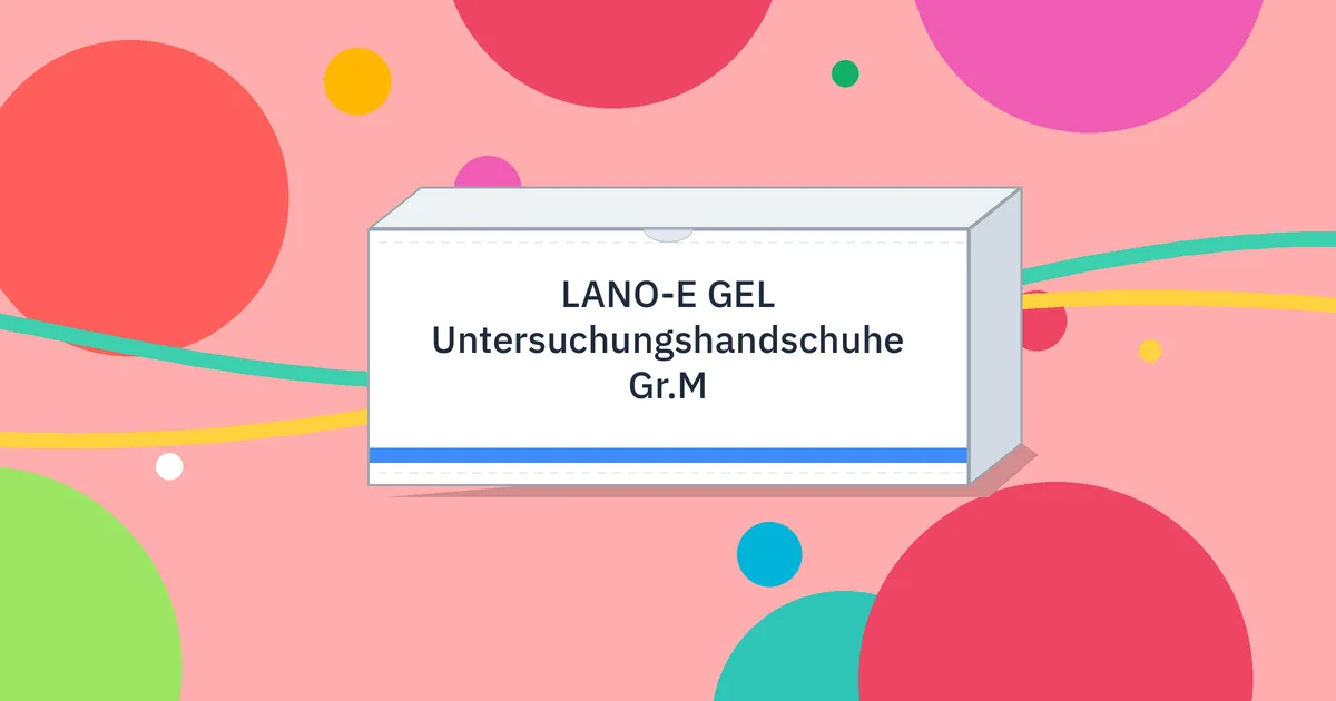 Symbolbild: Packung mit der Aufschrift LANO-E GEL Untersuchungshandschuhe Gr.M (PZN 04010685) – Verfügbarkeit und Bezug in Apotheken in Frankfurt am Main