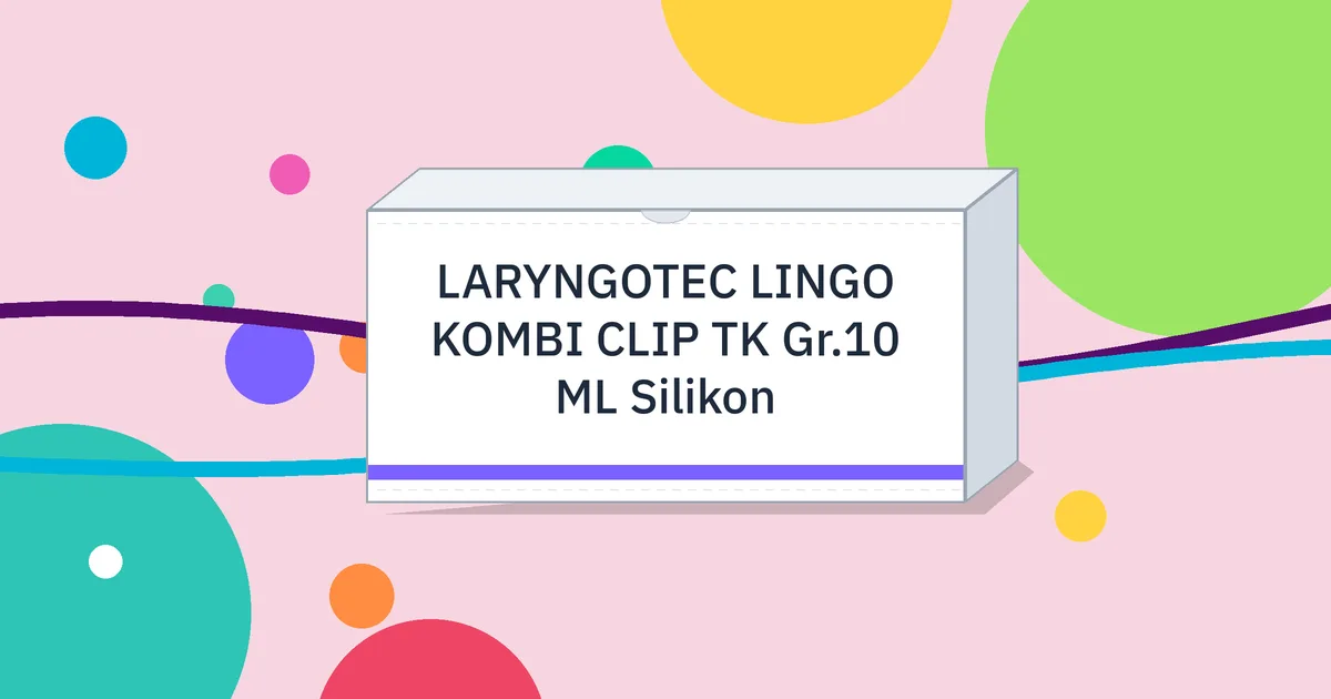 Symbolbild: Packung mit der Aufschrift LARYNGOTEC LINGO KOMBI CLIP TK Gr.10 ML Silikon (PZN 03312361) – Verfügbarkeit und Bezug in Apotheken in Frankfurt am Main