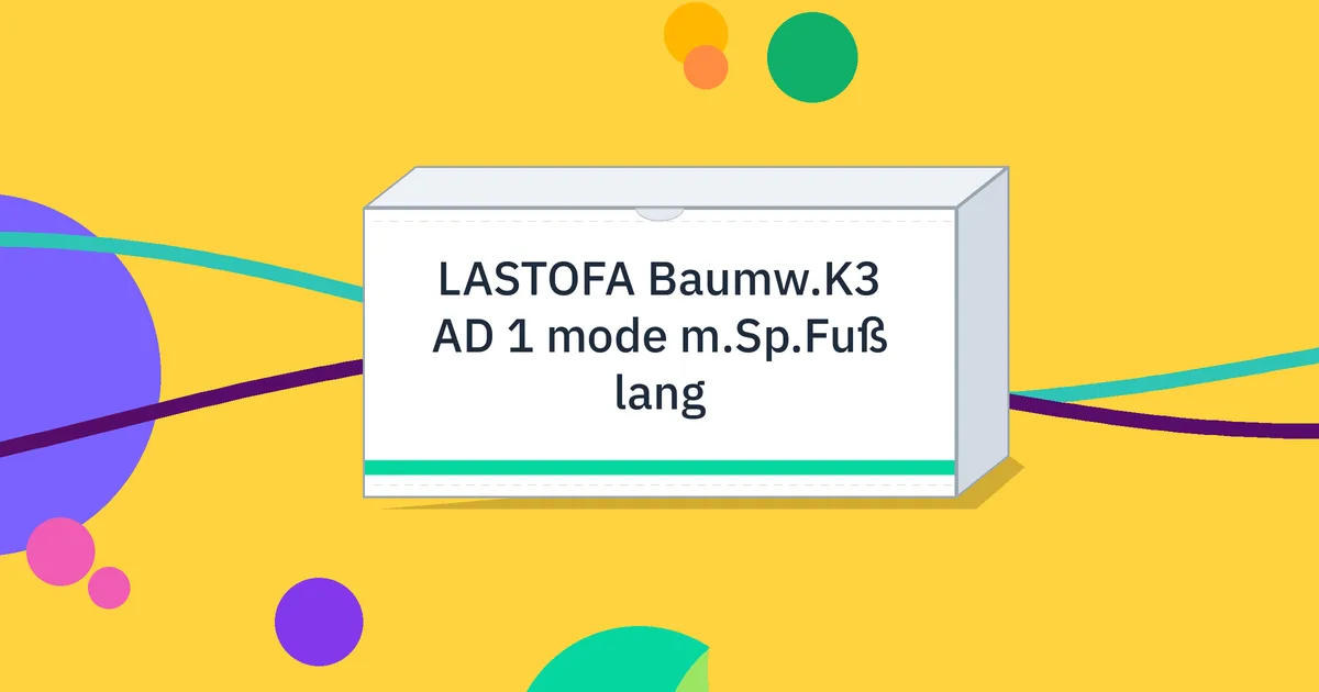 Symbolbild: Packung mit der Aufschrift LASTOFA Baumw.K3 AD 1 mode m.Sp.Fuß lang (PZN 01952228) – Verfügbarkeit und Bezug in Apotheken in Frankfurt am Main