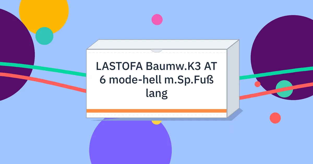 Symbolbild: Packung mit der Aufschrift LASTOFA Baumw.K3 AT 6 mode-hell m.Sp.Fuß lang (PZN 01957740) – Verfügbarkeit und Bezug in Apotheken in Frankfurt am Main