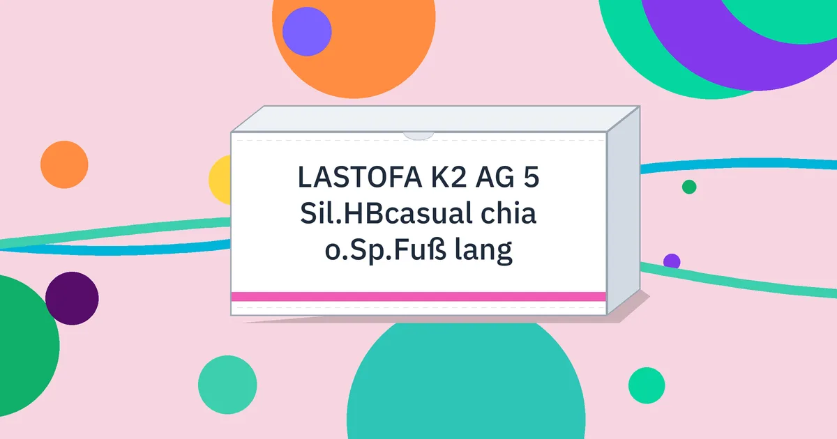 Symbolbild: Packung mit der Aufschrift LASTOFA K2 AG 5 Sil.HBcasual chia o.Sp.Fuß lang (PZN 14150134) – Verfügbarkeit und Bezug in Apotheken in Frankfurt am Main