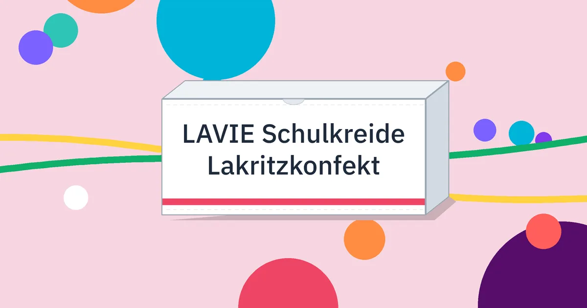 Symbolbild: Packung mit der Aufschrift LAVIE Schulkreide Lakritzkonfekt (PZN 02193606) – Verfügbarkeit und Bezug in Apotheken in Frankfurt am Main