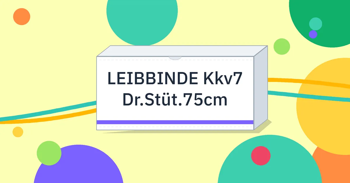 Symbolbild: Packung mit der Aufschrift LEIBBINDE Kkv7 Dr.Stüt.75cm (PZN 01966584) – Verfügbarkeit und Bezug in Apotheken in Frankfurt am Main