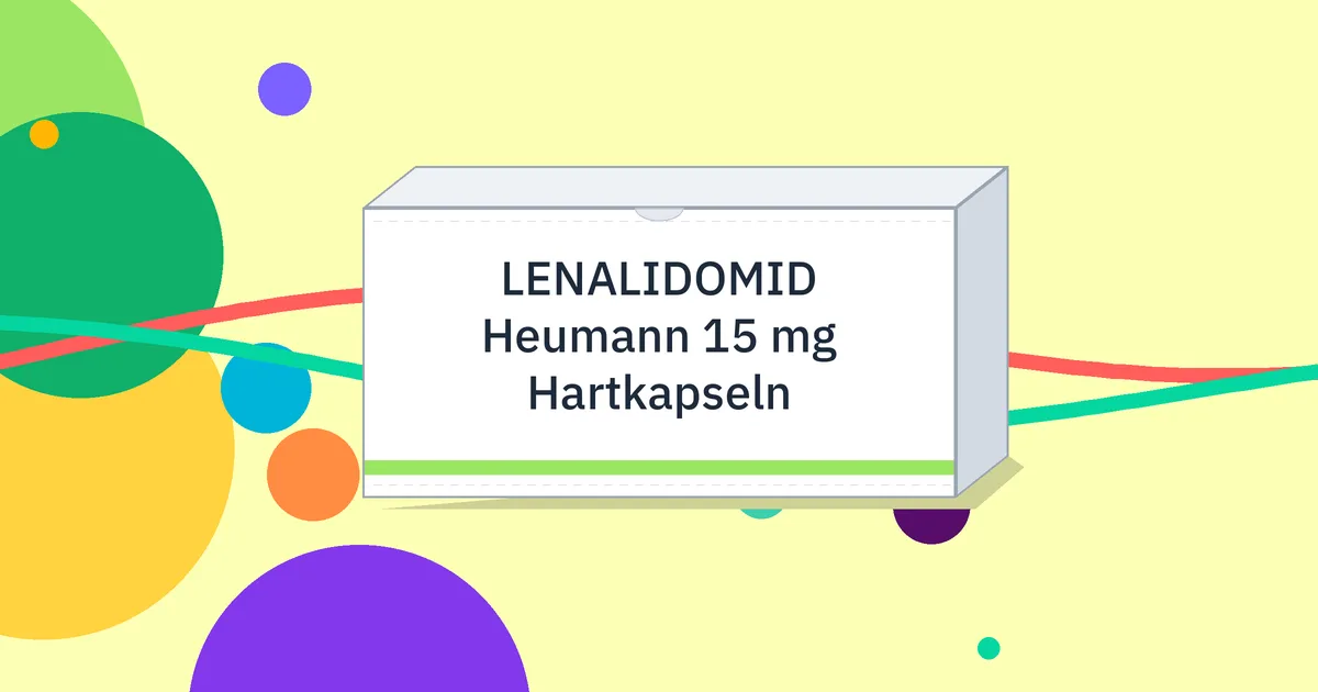 Symbolbild: Packung mit der Aufschrift LENALIDOMID Heumann 15 mg Hartkapseln (PZN 16516958) – Verfügbarkeit und Bezug in Apotheken in Frankfurt am Main