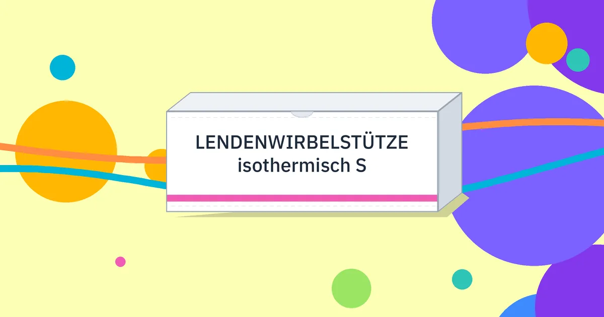 Symbolbild: Packung mit der Aufschrift LENDENWIRBELSTÜTZE isothermisch S (PZN 19071149) – Verfügbarkeit und Bezug in Apotheken in Frankfurt am Main