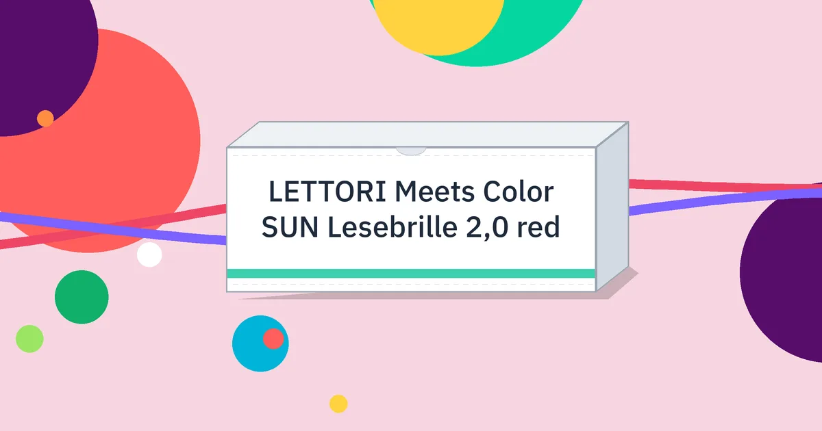 Symbolbild: Packung mit der Aufschrift LETTORI Meets Color SUN Lesebrille 2,0 red (PZN 11163159) – Verfügbarkeit und Bezug in Apotheken in Frankfurt am Main