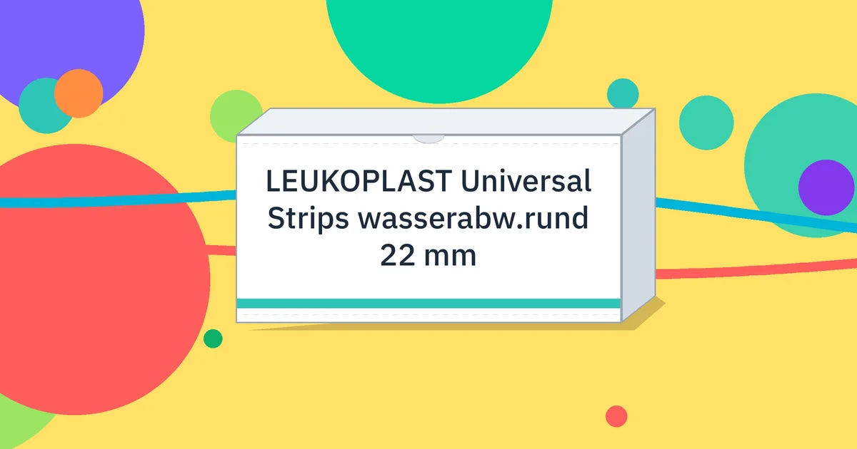 Symbolbild: Packung mit der Aufschrift LEUKOPLAST Universal Strips wasserabw.rund 22 mm (PZN 14284857) – Verfügbarkeit und Bezug in Apotheken in Frankfurt am Main