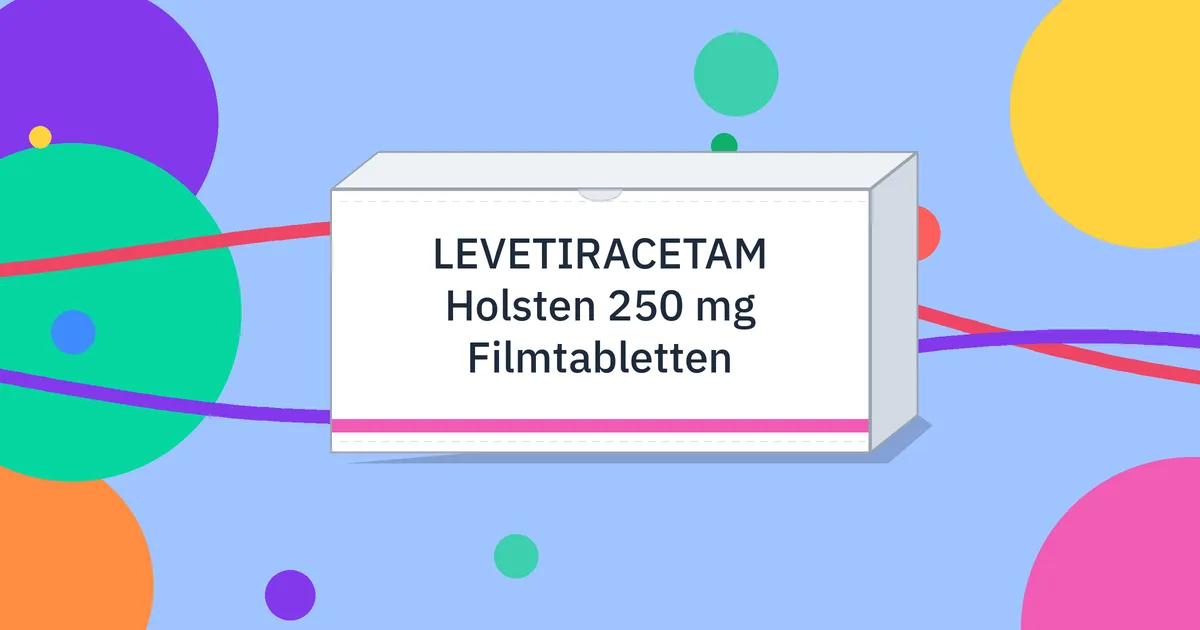 Symbolbild: Packung mit der Aufschrift LEVETIRACETAM Holsten 250 mg Filmtabletten (PZN 12549984) – Verfügbarkeit und Bezug in Apotheken in Frankfurt am Main