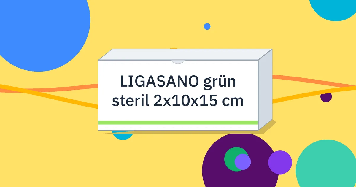 Symbolbild: Packung mit der Aufschrift LIGASANO grün steril 2x10x15 cm (PZN 17251924) – Verfügbarkeit und Bezug in Apotheken in Frankfurt am Main