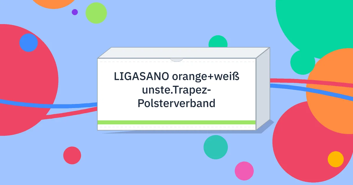 Symbolbild: Packung mit der Aufschrift LIGASANO orange+weiß unste.Trapez-Polsterverband (PZN 17674949) – Verfügbarkeit und Bezug in Apotheken in Frankfurt am Main