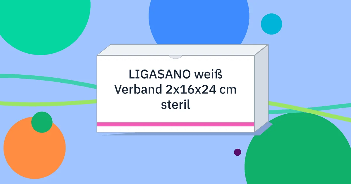 Symbolbild: Packung mit der Aufschrift LIGASANO weiß Verband 2x16x24 cm steril (PZN 17251462) – Verfügbarkeit und Bezug in Apotheken in Frankfurt am Main