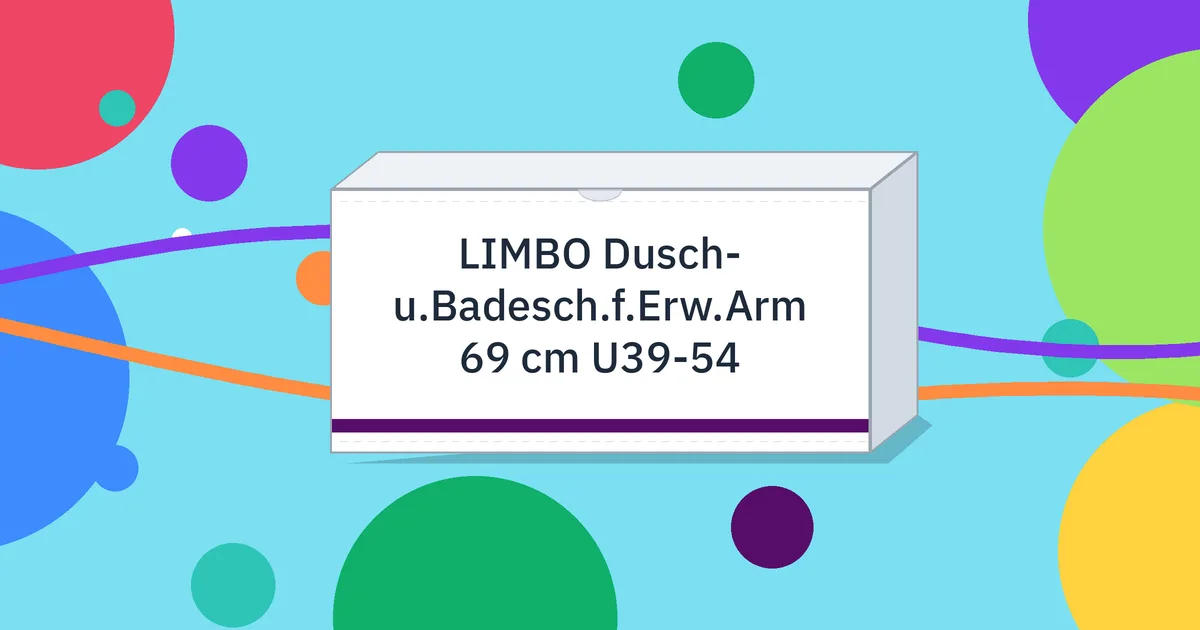 Symbolbild: Packung mit der Aufschrift LIMBO Dusch-u.Badesch.f.Erw.Arm 69 cm U39-54 (PZN 13234076) – Verfügbarkeit und Bezug in Apotheken in Frankfurt am Main