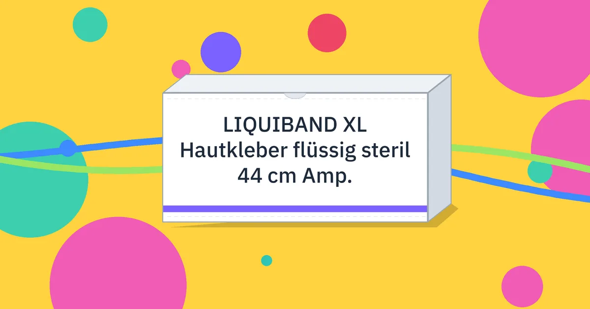 Symbolbild: Packung mit der Aufschrift LIQUIBAND XL Hautkleber flüssig steril 44 cm Amp. (PZN 18070892) – Verfügbarkeit und Bezug in Apotheken in Frankfurt am Main