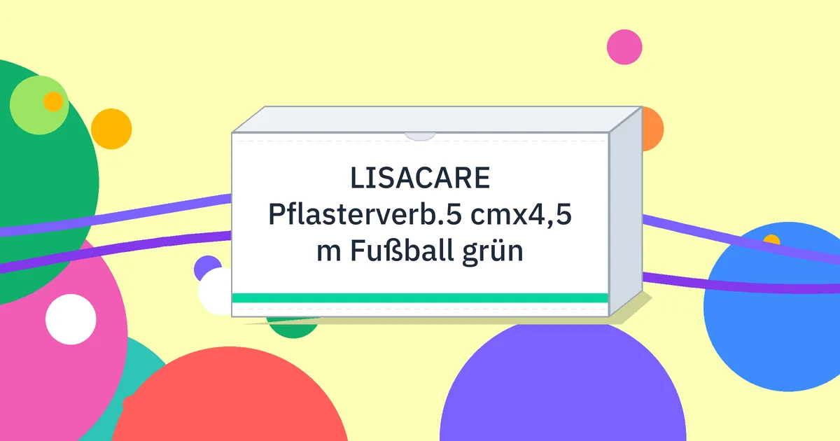 Symbolbild: Packung mit der Aufschrift LISACARE Pflasterverb.5 cmx4,5 m Fußball grün (PZN 17892178) – Verfügbarkeit und Bezug in Apotheken in Frankfurt am Main