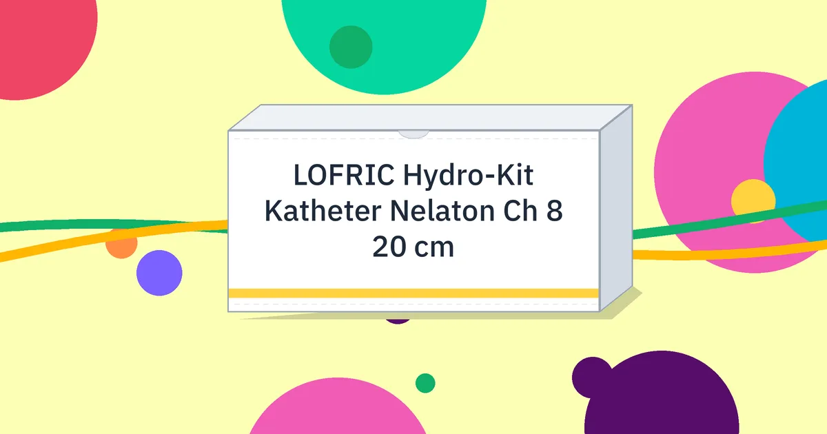 Symbolbild: Packung mit der Aufschrift LOFRIC Hydro-Kit Katheter Nelaton Ch 8 20 cm (PZN 17153618) – Verfügbarkeit und Bezug in Apotheken in Frankfurt am Main