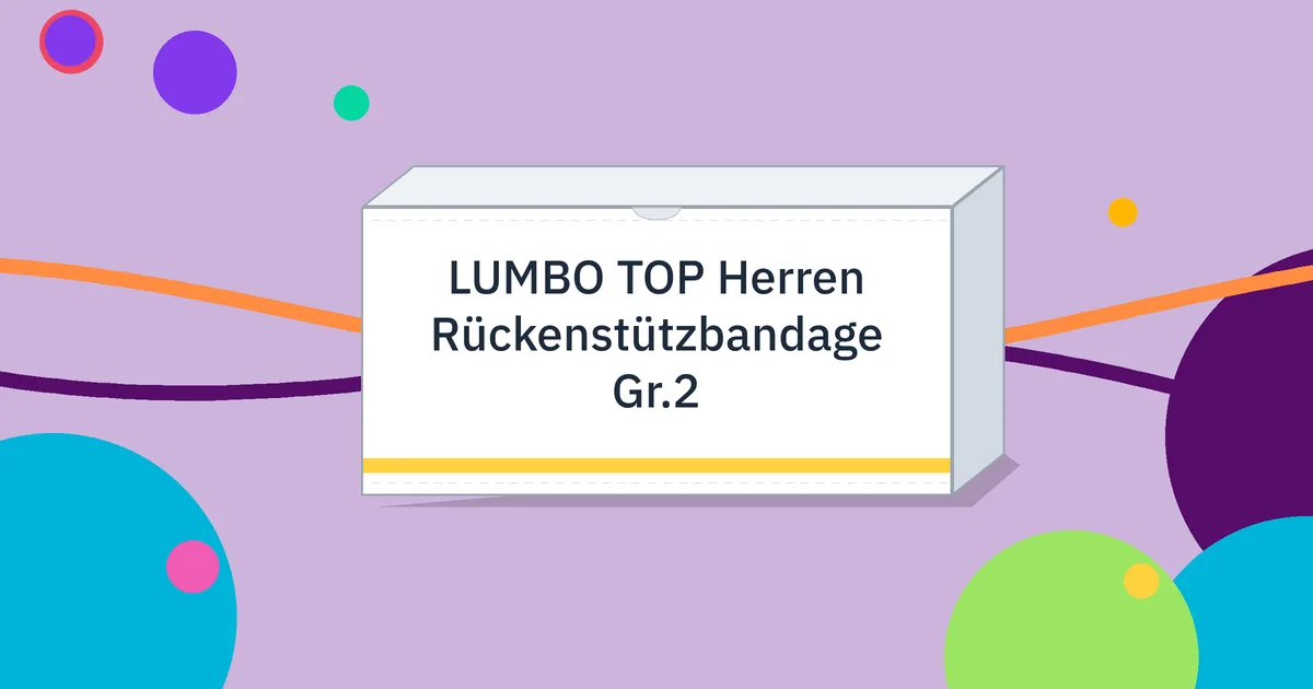 Symbolbild: Packung mit der Aufschrift LUMBO TOP Herren Rückenstützbandage Gr.2 (PZN 05045556) – Verfügbarkeit und Bezug in Apotheken in Frankfurt am Main
