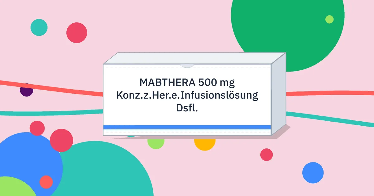 Symbolbild: Packung mit der Aufschrift MABTHERA 500 mg Konz.z.Her.e.Infusionslösung Dsfl. (PZN 11191204) – Verfügbarkeit und Bezug in Apotheken in Frankfurt am Main