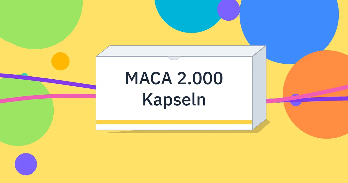 Symbolbild: Packung mit der Aufschrift MACA 2.000 Kapseln (PZN 18665757) – Verfügbarkeit und Bezug in Apotheken in Frankfurt am Main
