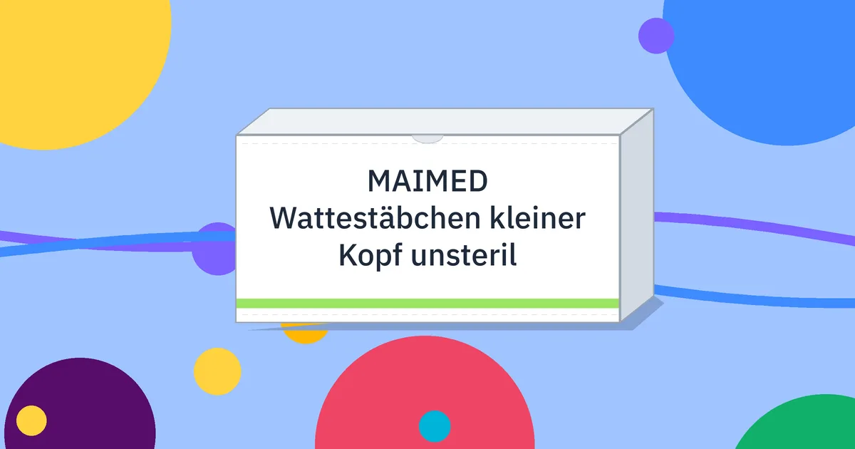 Symbolbild: Packung mit der Aufschrift MAIMED Wattestäbchen kleiner Kopf unsteril (PZN 00352012) – Verfügbarkeit und Bezug in Apotheken in Frankfurt am Main