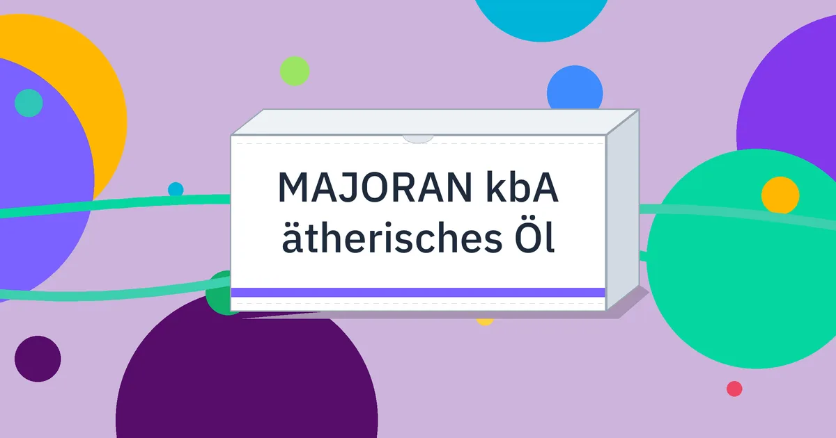Symbolbild: Packung mit der Aufschrift MAJORAN kbA ätherisches Öl (PZN 00720800) – Verfügbarkeit und Bezug in Apotheken in Frankfurt am Main