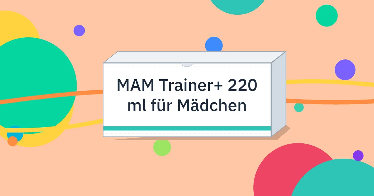 Symbolbild: Packung mit der Aufschrift MAM Trainer+ 220 ml für Mädchen (PZN 12670616) – Verfügbarkeit und Bezug in Apotheken in Frankfurt am Main