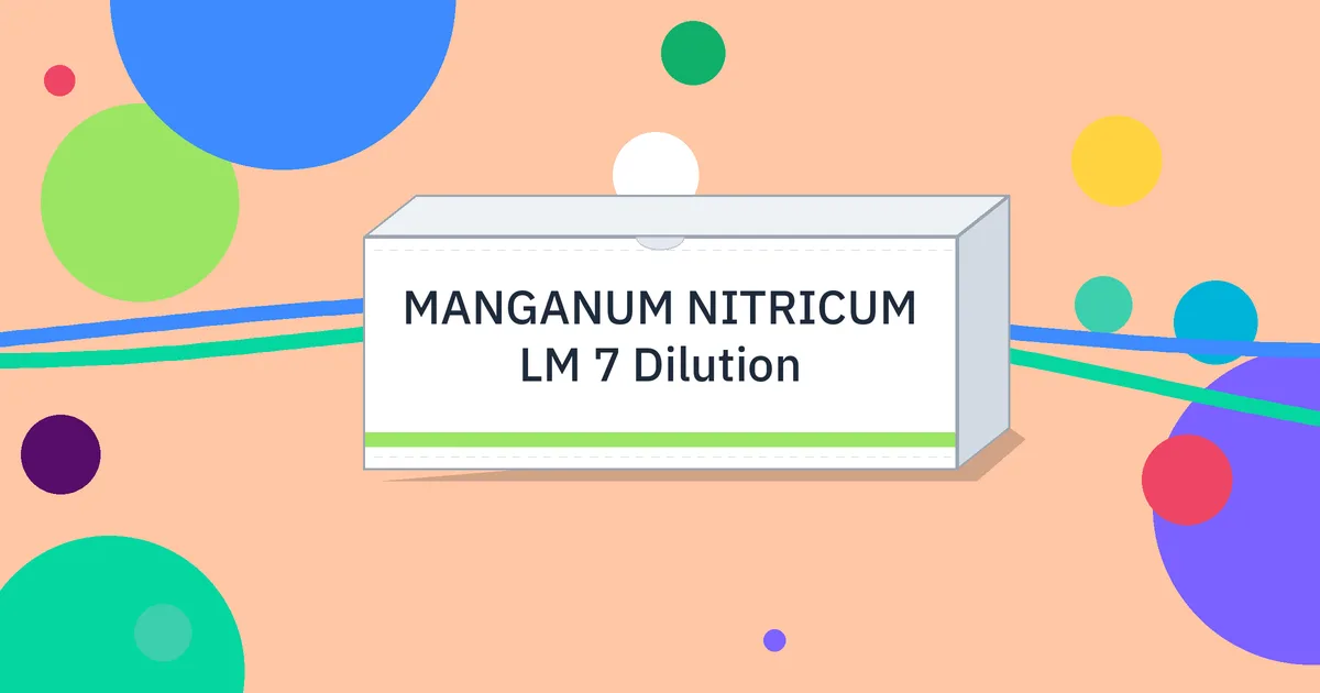 Symbolbild: Packung mit der Aufschrift MANGANUM NITRICUM LM 7 Dilution (PZN 12944108) – Verfügbarkeit und Bezug in Apotheken in Frankfurt am Main