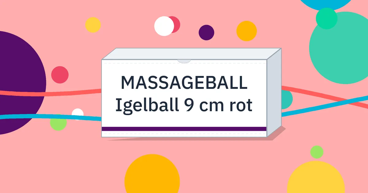 Symbolbild: Packung mit der Aufschrift MASSAGEBALL Igelball 9 cm rot (PZN 02738402) – Verfügbarkeit und Bezug in Apotheken in Frankfurt am Main