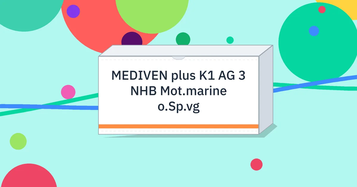 Symbolbild: Packung mit der Aufschrift MEDIVEN plus K1 AG 3 NHB Mot.marine o.Sp.vg (PZN 15916383) – Verfügbarkeit und Bezug in Apotheken in Frankfurt am Main