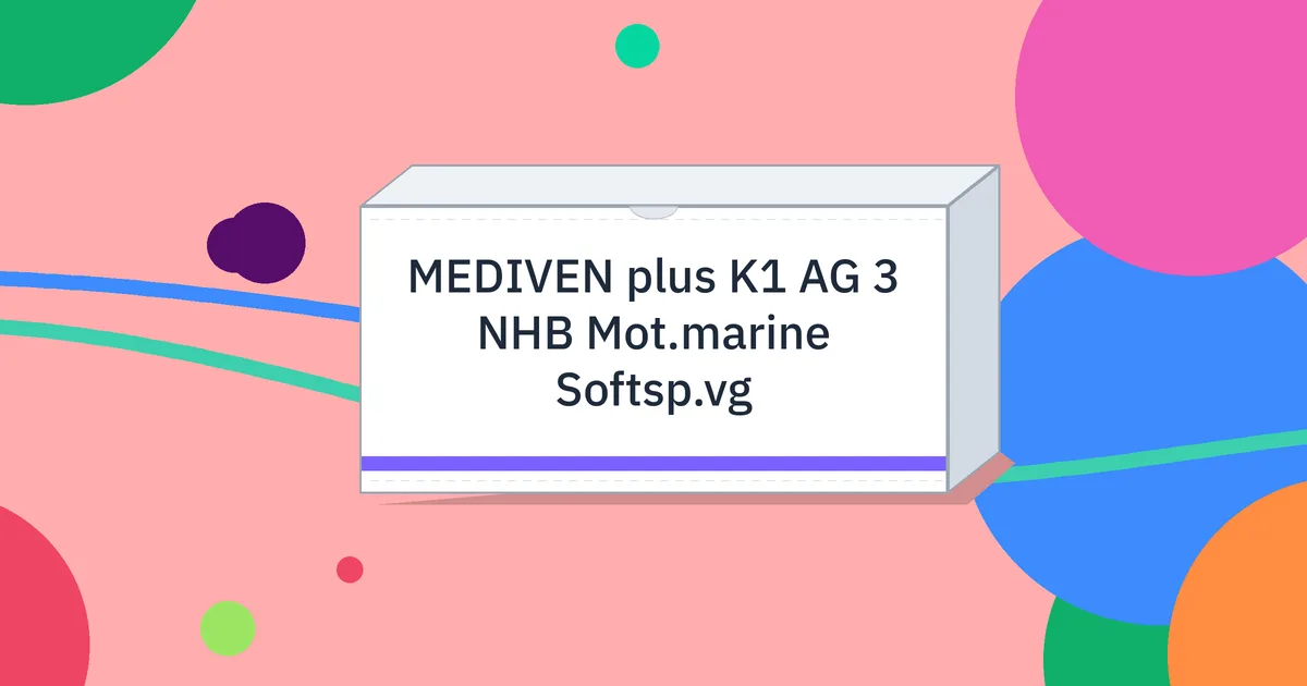 Symbolbild: Packung mit der Aufschrift MEDIVEN plus K1 AG 3 NHB Mot.marine Softsp.vg (PZN 15916561) – Verfügbarkeit und Bezug in Apotheken in Frankfurt am Main