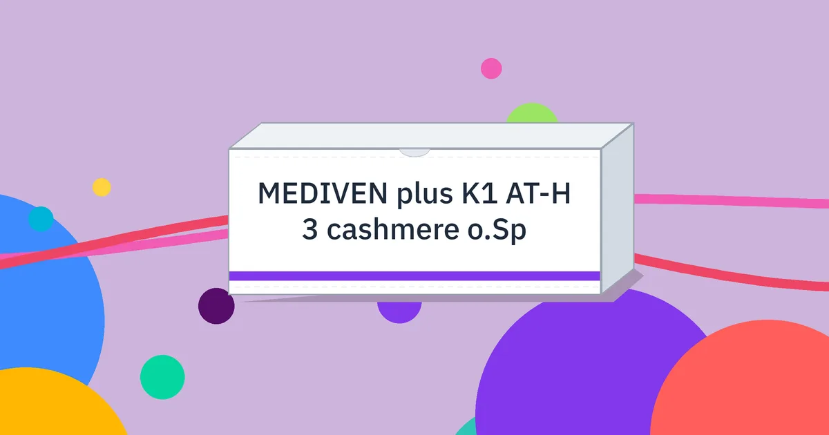 Symbolbild: Packung mit der Aufschrift MEDIVEN plus K1 AT-H 3 cashmere o.Sp (PZN 15035582) – Verfügbarkeit und Bezug in Apotheken in Frankfurt am Main