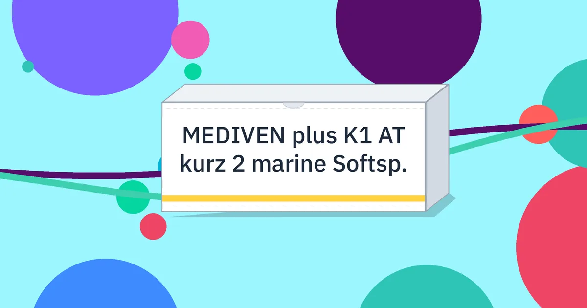 Symbolbild: Packung mit der Aufschrift MEDIVEN plus K1 AT kurz 2 marine Softsp. (PZN 15026028) – Verfügbarkeit und Bezug in Apotheken in Frankfurt am Main