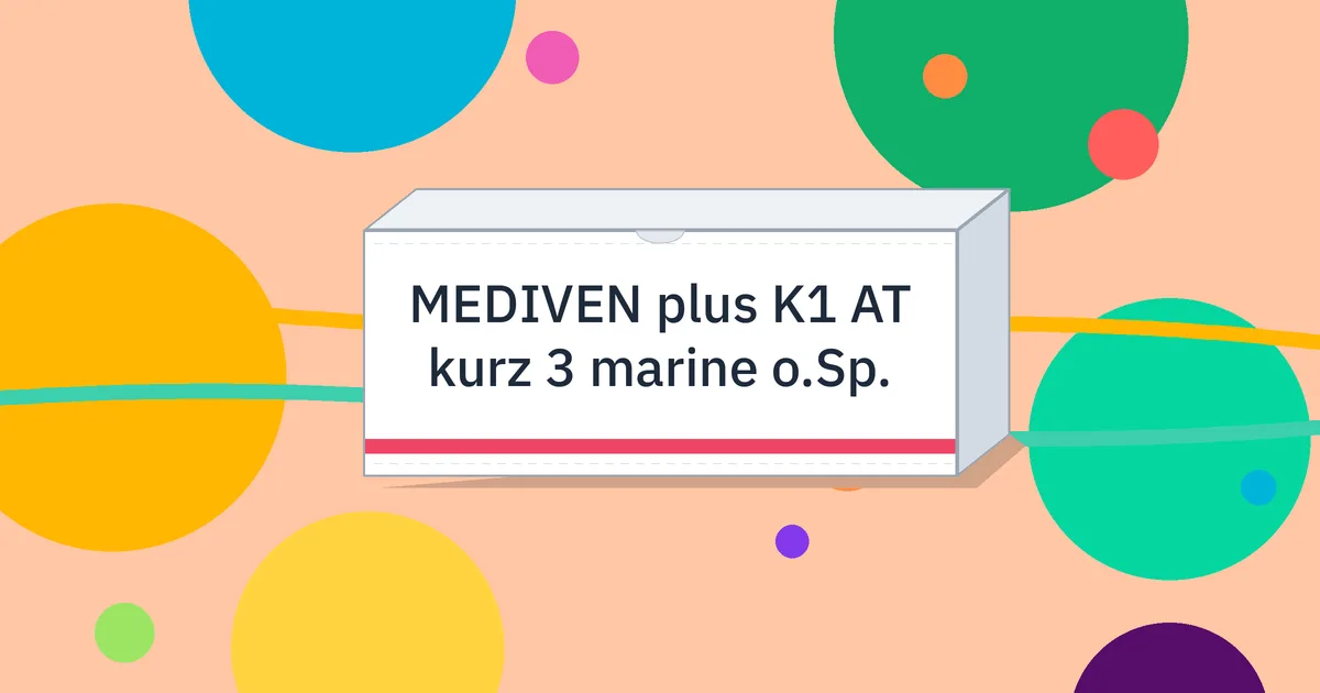 Symbolbild: Packung mit der Aufschrift MEDIVEN plus K1 AT kurz 3 marine o.Sp. (PZN 15025885) – Verfügbarkeit und Bezug in Apotheken in Frankfurt am Main