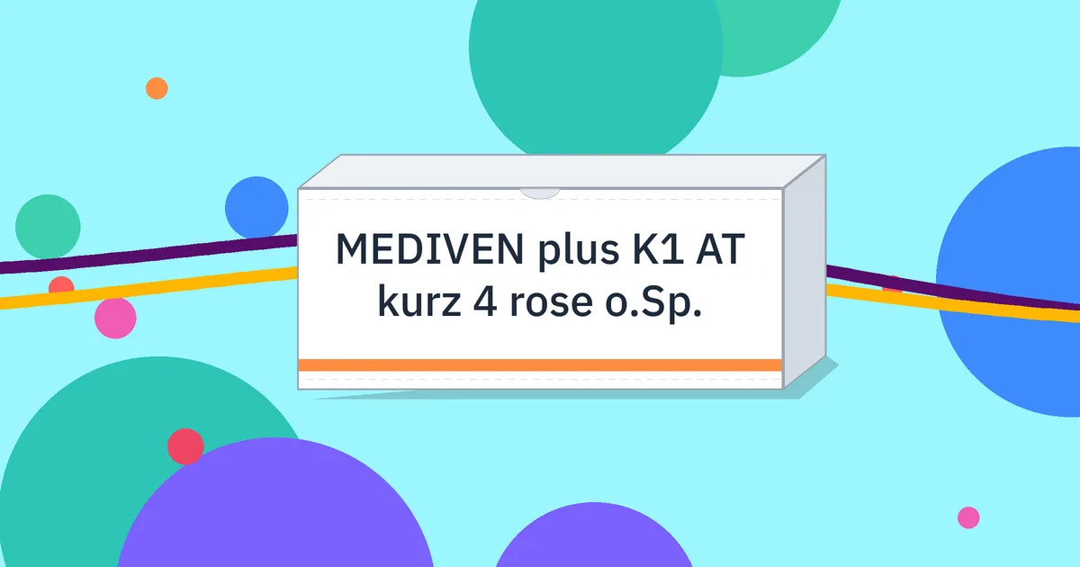 Symbolbild: Packung mit der Aufschrift MEDIVEN plus K1 AT kurz 4 rose o.Sp. (PZN 15026554) – Verfügbarkeit und Bezug in Apotheken in Frankfurt am Main