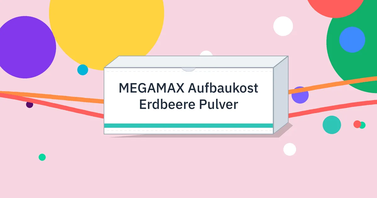 Symbolbild: Packung mit der Aufschrift MEGAMAX Aufbaukost Erdbeere Pulver (PZN 00815535) – Verfügbarkeit und Bezug in Apotheken in Frankfurt am Main