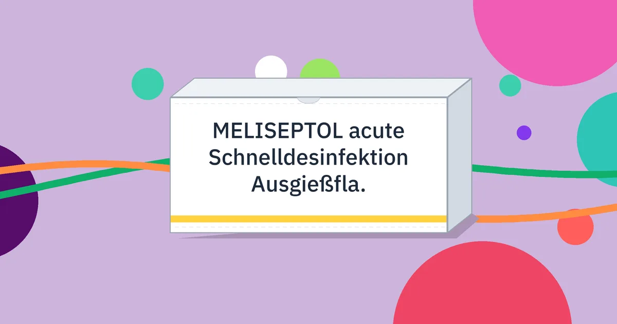 Symbolbild: Packung mit der Aufschrift MELISEPTOL acute Schnelldesinfektion Ausgießfla. (PZN 16771047) – Verfügbarkeit und Bezug in Apotheken in Frankfurt am Main