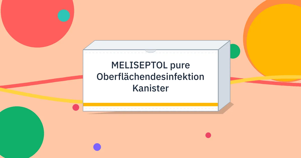 Symbolbild: Packung mit der Aufschrift MELISEPTOL pure Oberflächendesinfektion Kanister (PZN 13571885) – Verfügbarkeit und Bezug in Apotheken in Frankfurt am Main