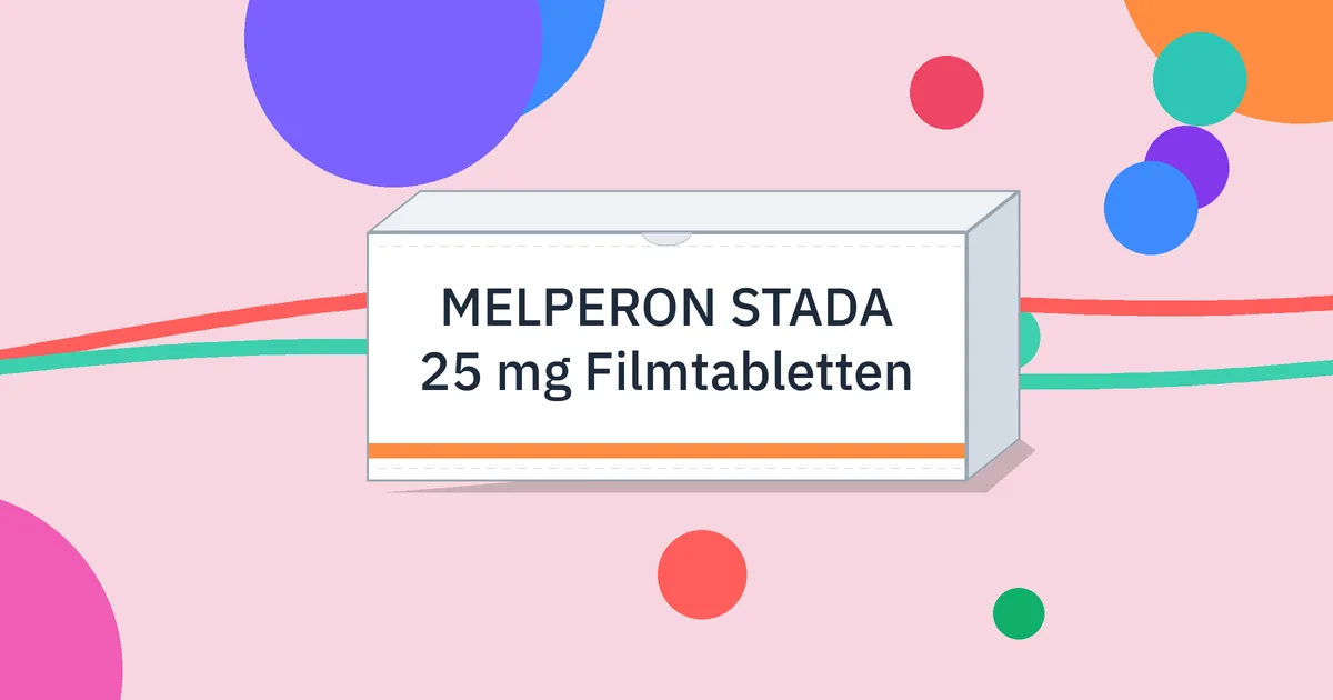 Symbolbild: Packung mit der Aufschrift MELPERON STADA 25 mg Filmtabletten (PZN 08865308) – Verfügbarkeit und Bezug in Apotheken in Frankfurt am Main