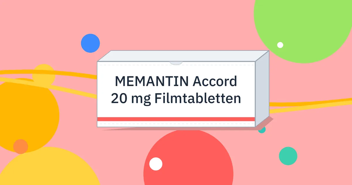 Symbolbild: Packung mit der Aufschrift MEMANTIN Accord 20 mg Filmtabletten (PZN 15872243) – Verfügbarkeit und Bezug in Apotheken in Frankfurt am Main