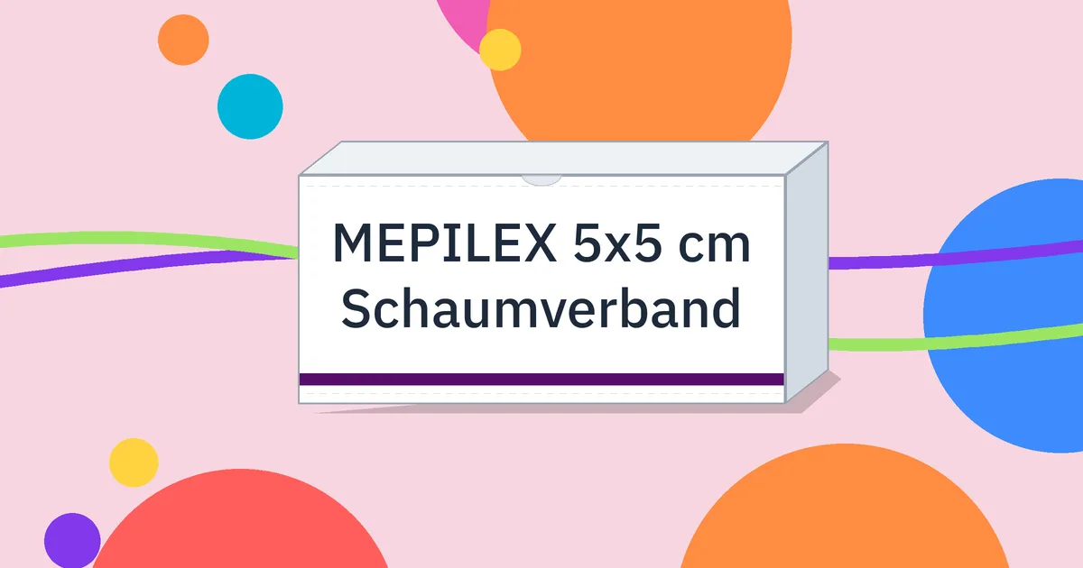 Symbolbild: Packung mit der Aufschrift MEPILEX 5x5 cm Schaumverband (PZN 19200428) – Verfügbarkeit und Bezug in Apotheken in Frankfurt am Main