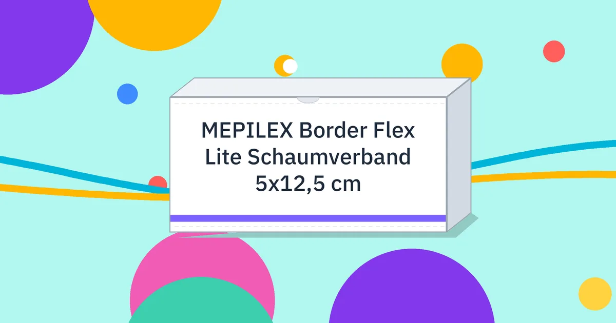 Symbolbild: Packung mit der Aufschrift MEPILEX Border Flex Lite Schaumverband 5x12,5 cm (PZN 19667215) – Verfügbarkeit und Bezug in Apotheken in Frankfurt am Main
