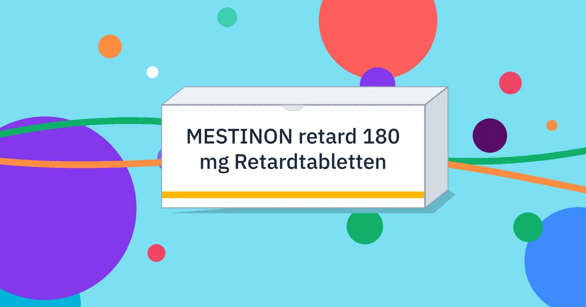 Symbolbild: Packung mit der Aufschrift MESTINON retard 180 mg Retardtabletten (PZN 10843751) – Verfügbarkeit und Bezug in Apotheken in Frankfurt am Main