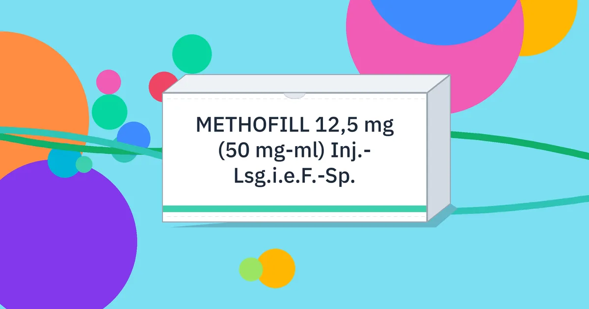 Symbolbild: Packung mit der Aufschrift METHOFILL 12,5 mg (50 mg-ml) Inj.-Lsg.i.e.F.-Sp. (PZN 17829145) – Verfügbarkeit und Bezug in Apotheken in Frankfurt am Main
