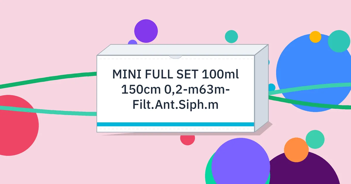 Symbolbild: Packung mit der Aufschrift MINI FULL SET 100ml 150cm 0,2-m63m-Filt.Ant.Siph.m (PZN 17865394) – Verfügbarkeit und Bezug in Apotheken in Frankfurt am Main