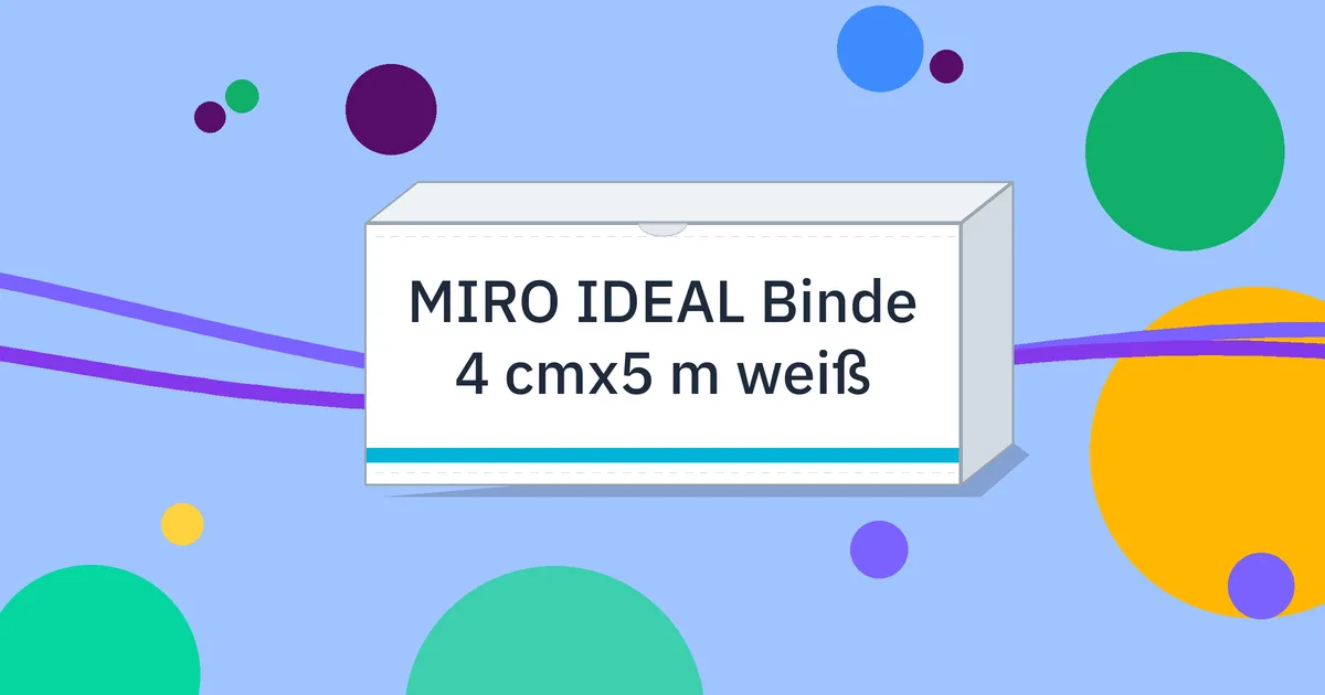 Symbolbild: Packung mit der Aufschrift MIRO IDEAL Binde 4 cmx5 m weiß (PZN 08625219) – Verfügbarkeit und Bezug in Apotheken in Frankfurt am Main