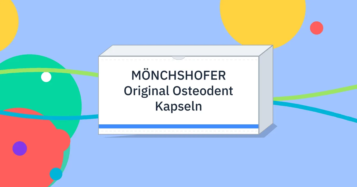 Symbolbild: Packung mit der Aufschrift MÖNCHSHOFER Original Osteodent Kapseln (PZN 18075352) – Verfügbarkeit und Bezug in Apotheken in Frankfurt am Main