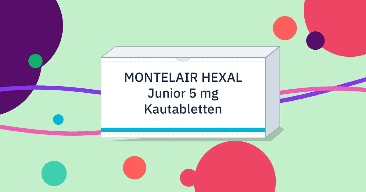 Symbolbild: Packung mit der Aufschrift MONTELAIR HEXAL Junior 5 mg Kautabletten (PZN 00232710) – Verfügbarkeit und Bezug in Apotheken in Frankfurt am Main